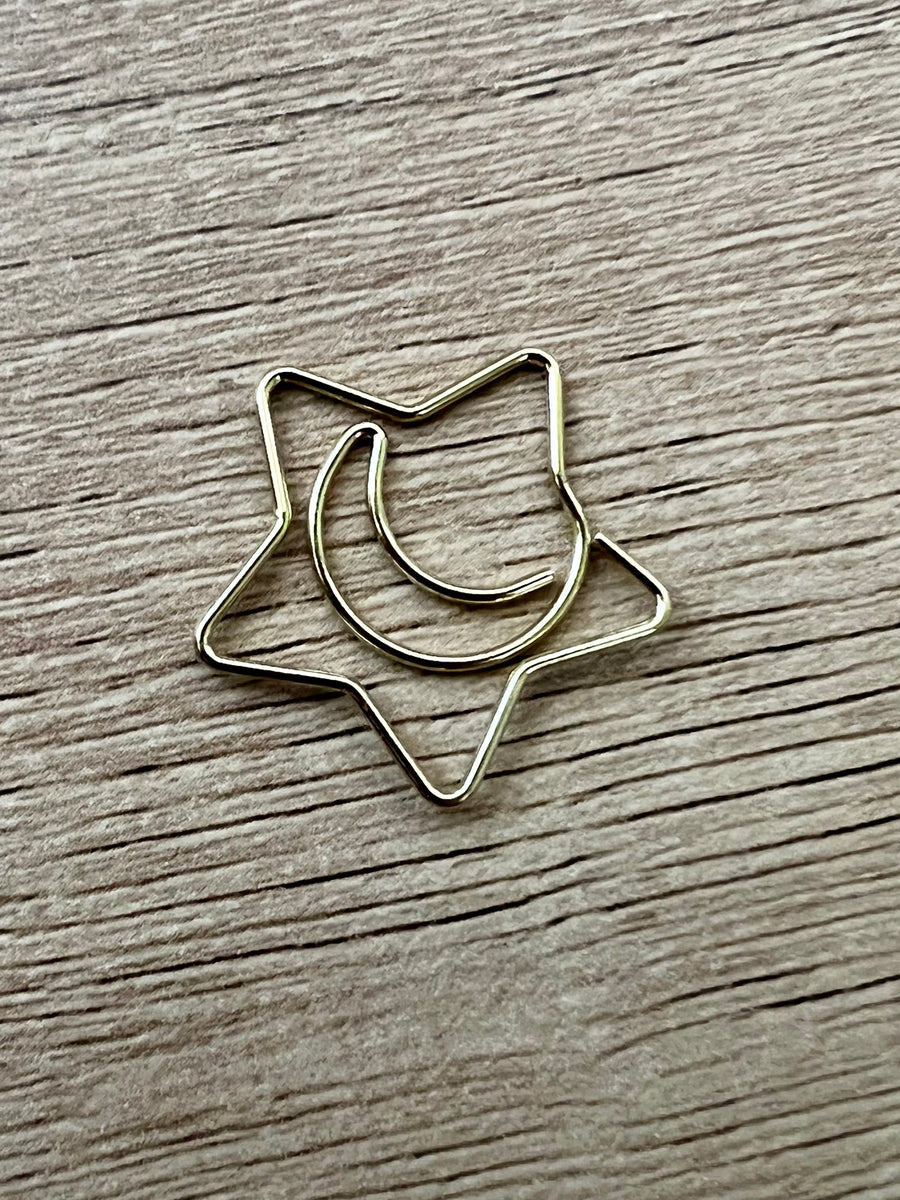 Gold Moon and Star Paper Clips – The Fabulous Planner